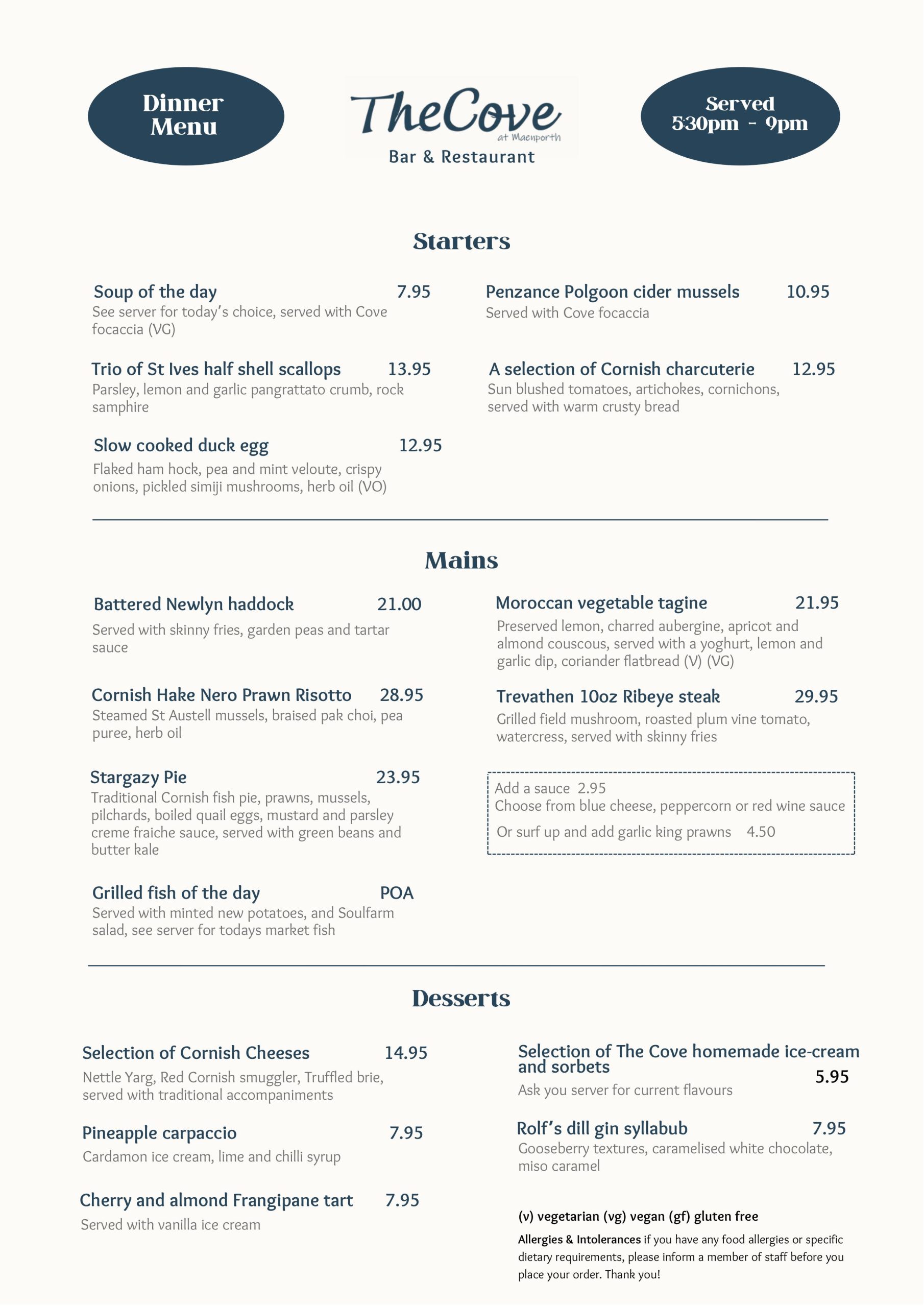 The Cove Restaurant Cornwall
